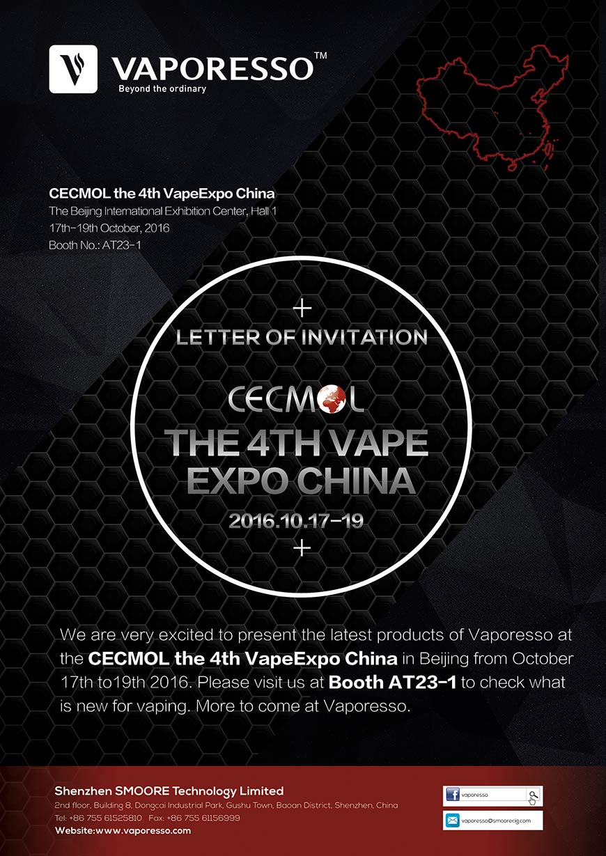 Invitation to the Birmingham Vape Expo from the 17th - 19th October